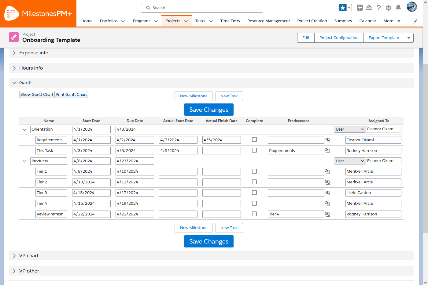 Salesforce Project Gantt Chart App Milestones Pm Premium Feature